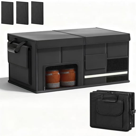 72L Collapsible Car Trunk Organizer with Cover,Multi-Compartment SUV ...