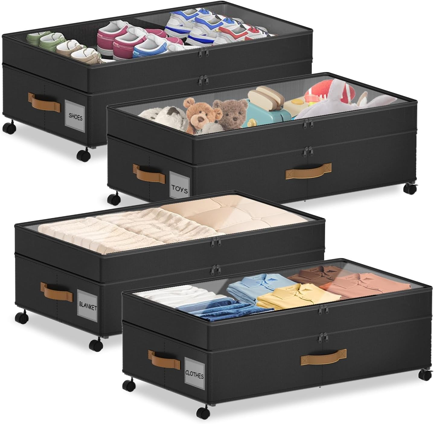 72L XXL Under the Bed Storage Containers Large, 11‘’ Tall Adjustable ...