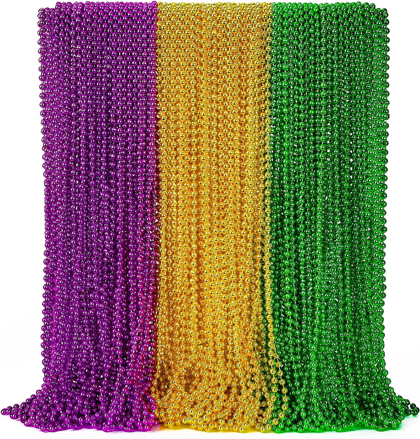 72PCS Mardi Gras Beads Throws, Mardi Gras Green Purple Gold Metallic ...