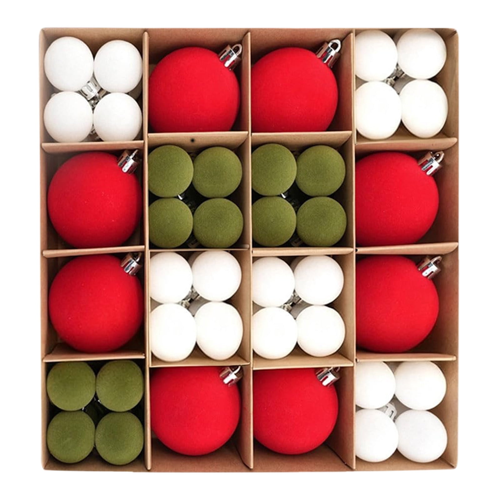 72PCS Velvet Christmas Ornaments Balls Multicolor Flocked Shatterproof ...