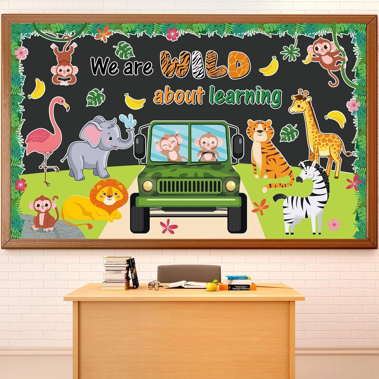 72PCS We Are Wild About Learning Bulletin Board Set Jungle Animals ...