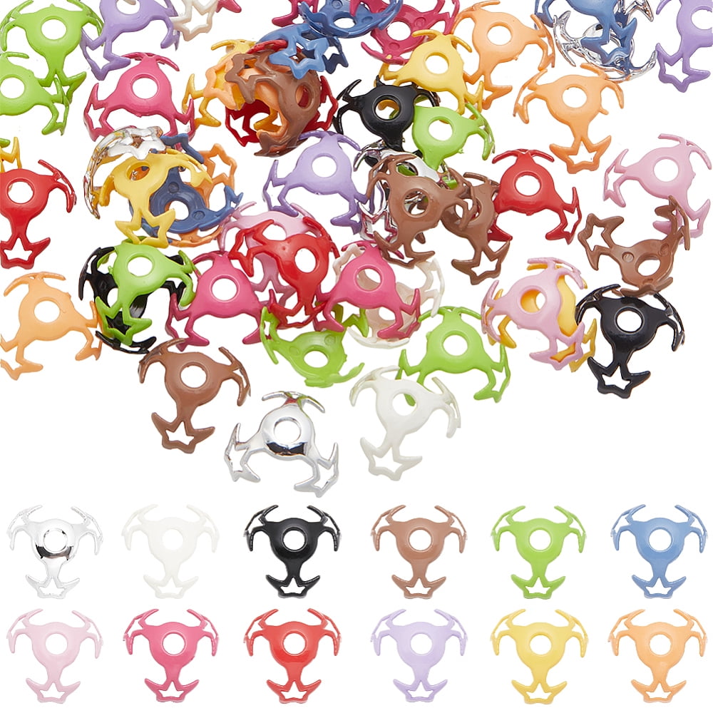 72Pcs 12 Colors Hollow Acrylic Beads Caps Mixed Color 16x10mm Hole: 3 ...
