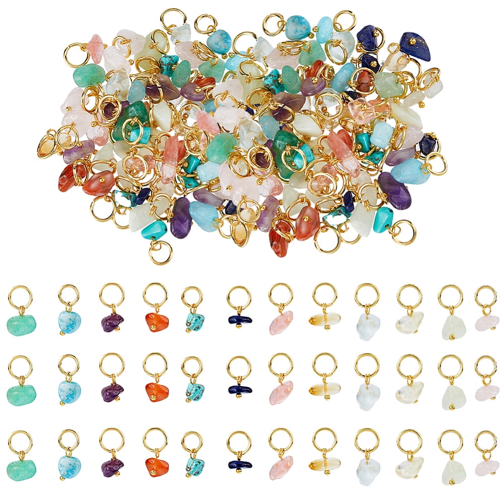 72Pcs 12 Colors Mixed Stone Pendants with Brass Findings 304 Stainless ...