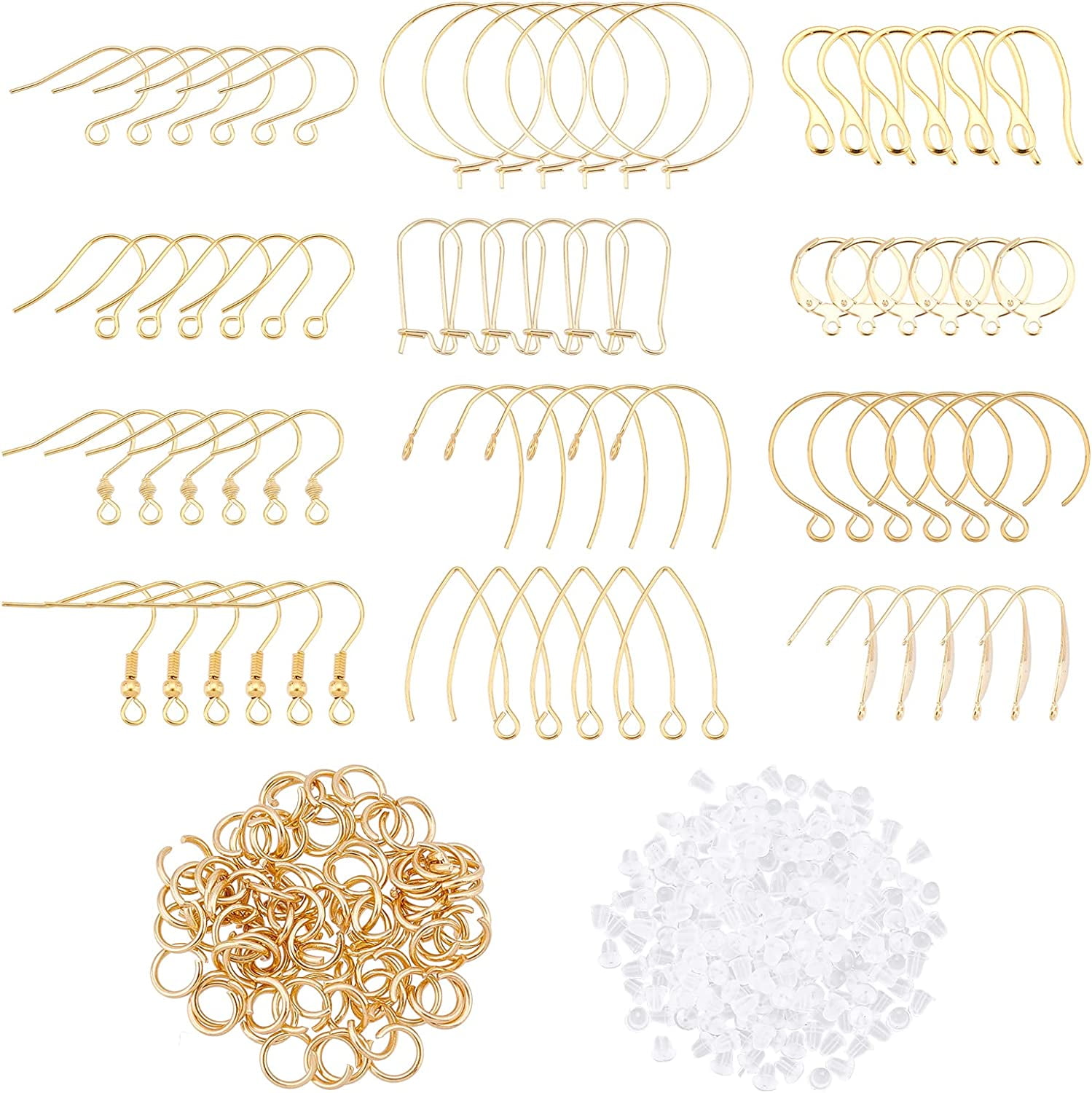 72Pcs 12 Style Earring Hooks Stainless Steel Assorted Ear Wire Hooks ...