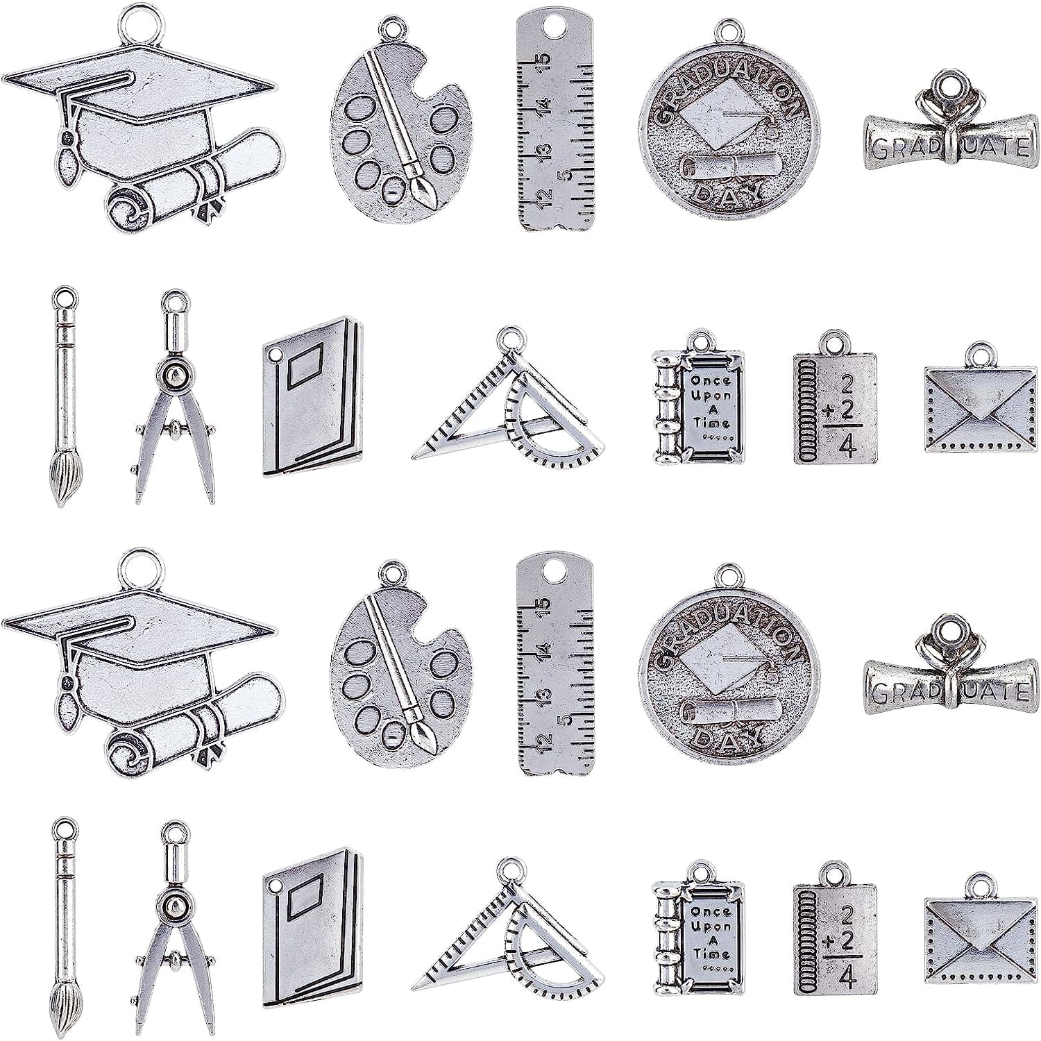 72Pcs 12 Style Graduation Charms Bulk Grad Charm Teacher Student Ruler ...