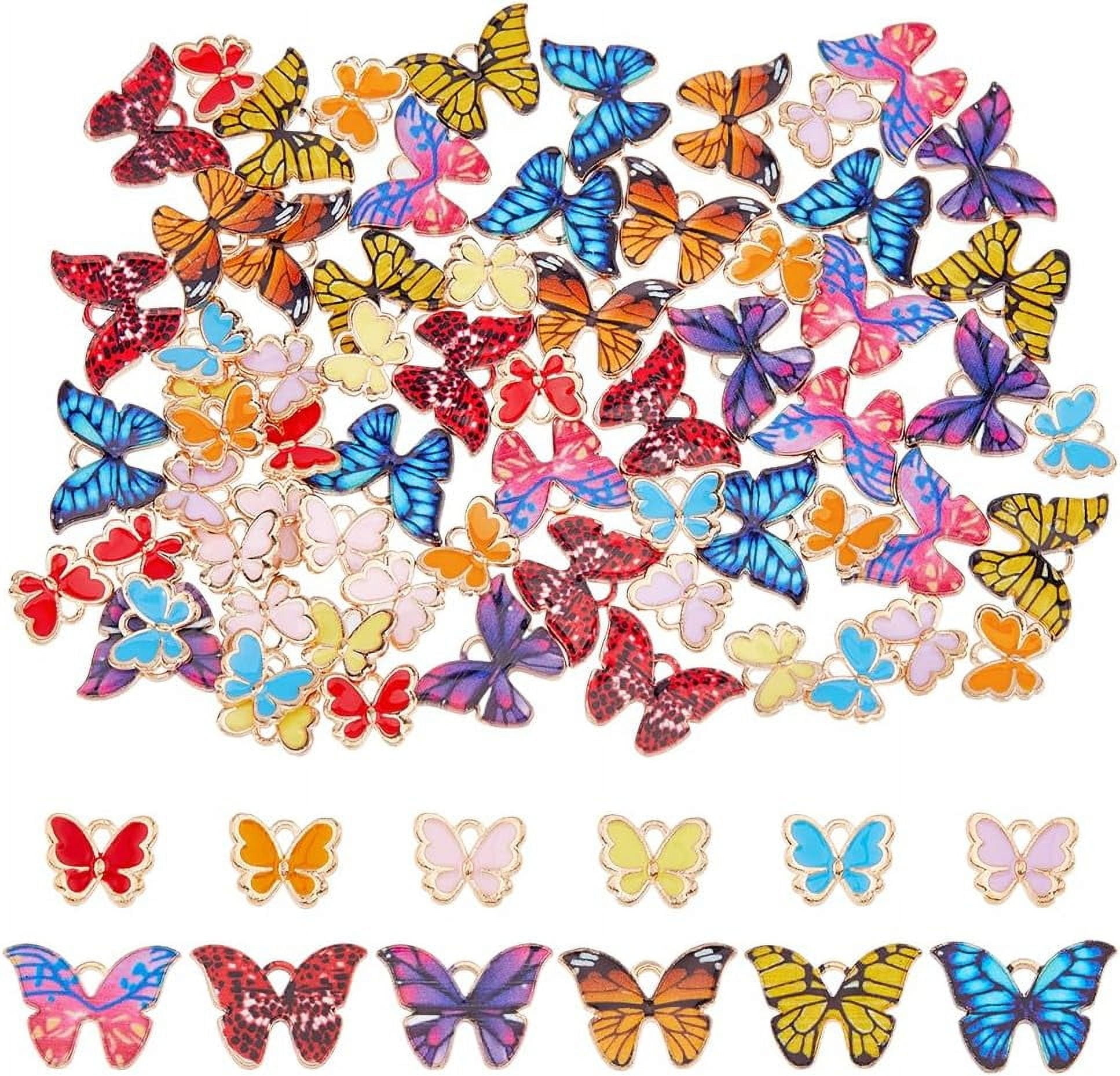 72Pcs 12 Styles Butterfly Charms Enamel Butterfly Pendants Light Gold ...