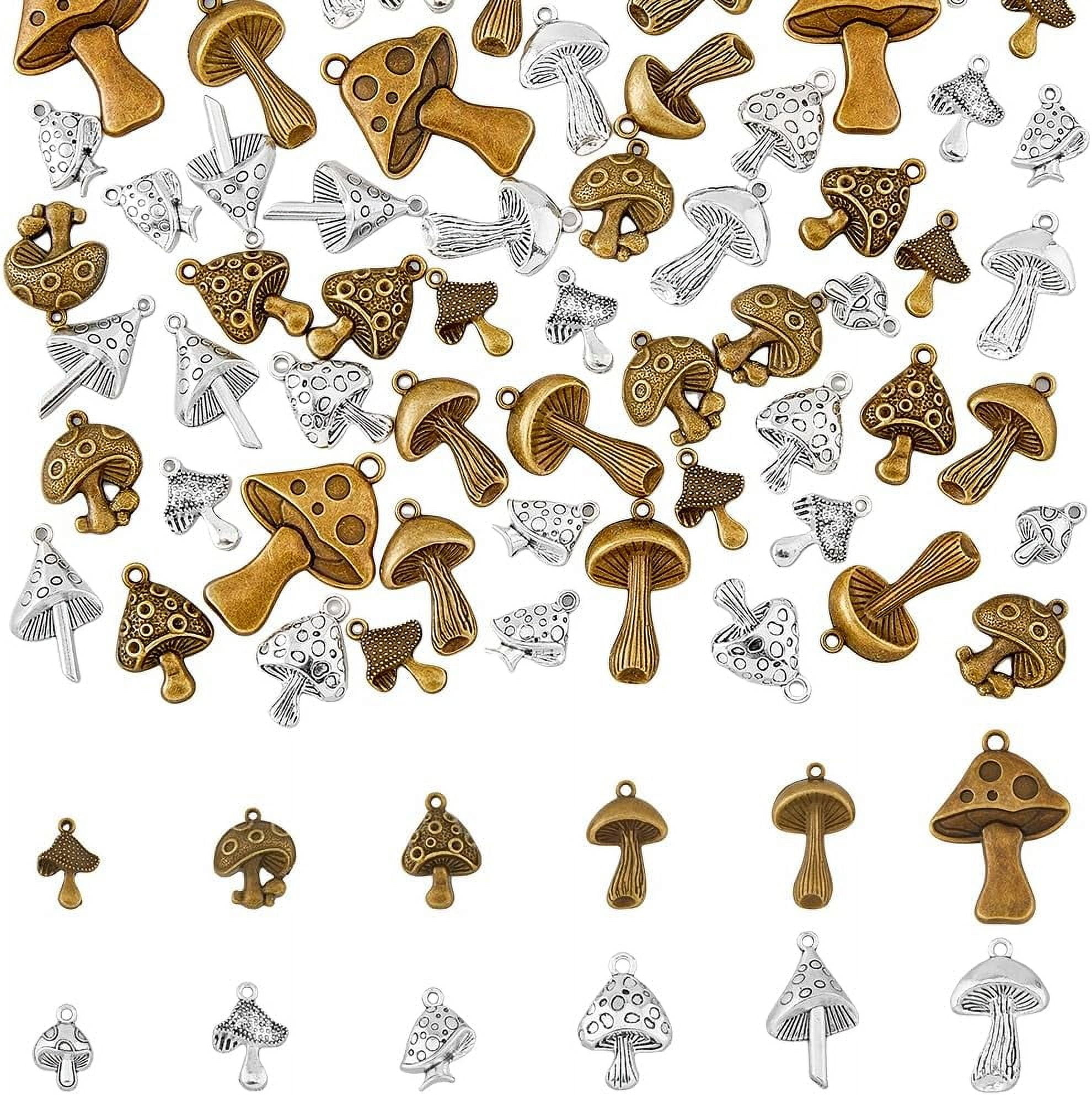 72Pcs 12 Styles Mushroom Charms Tibetan Style Alloy Pendants Bronze ...