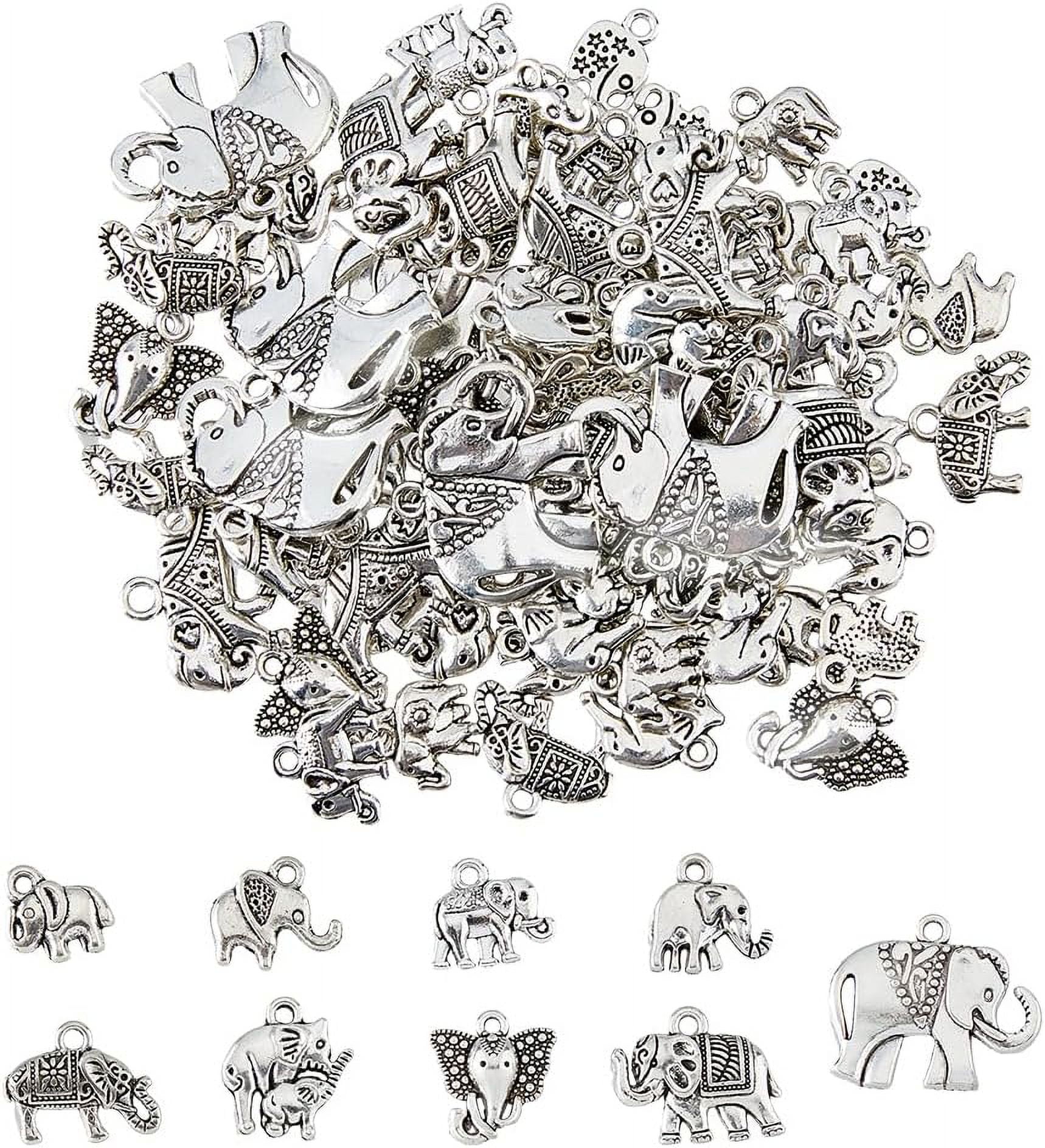 72Pcs 12 Styles Small Elephant Charms Tibetan Style Zinc Alloy Charms ...