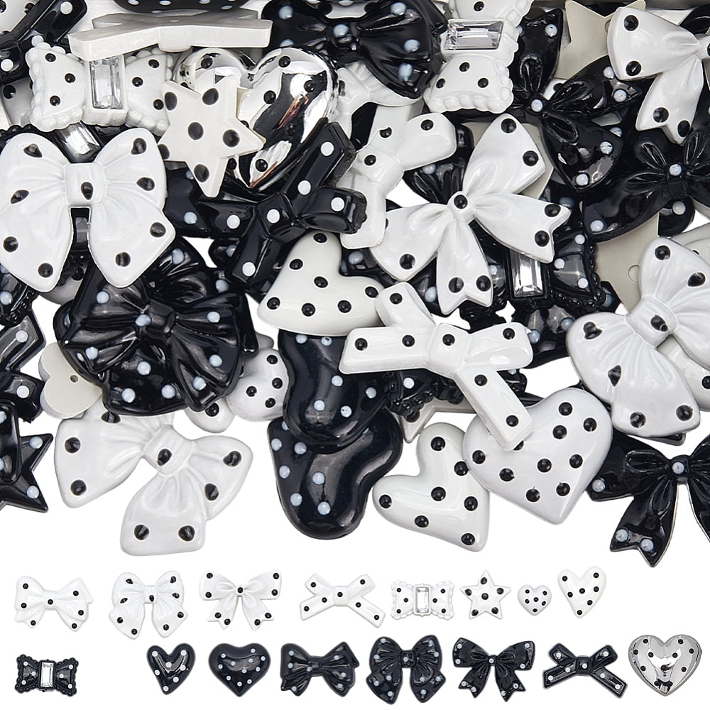 72Pcs 18 Styles Polka Dot Themed Opaque Resin Cabochons Mixed Shapes ...