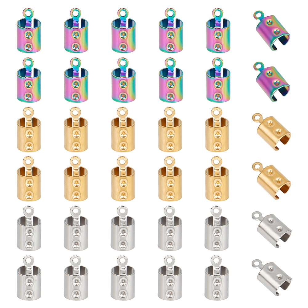 72Pcs 3 Colors Ion Plating(IP) 304 Stainless Steel Folding Crimp Ends ...