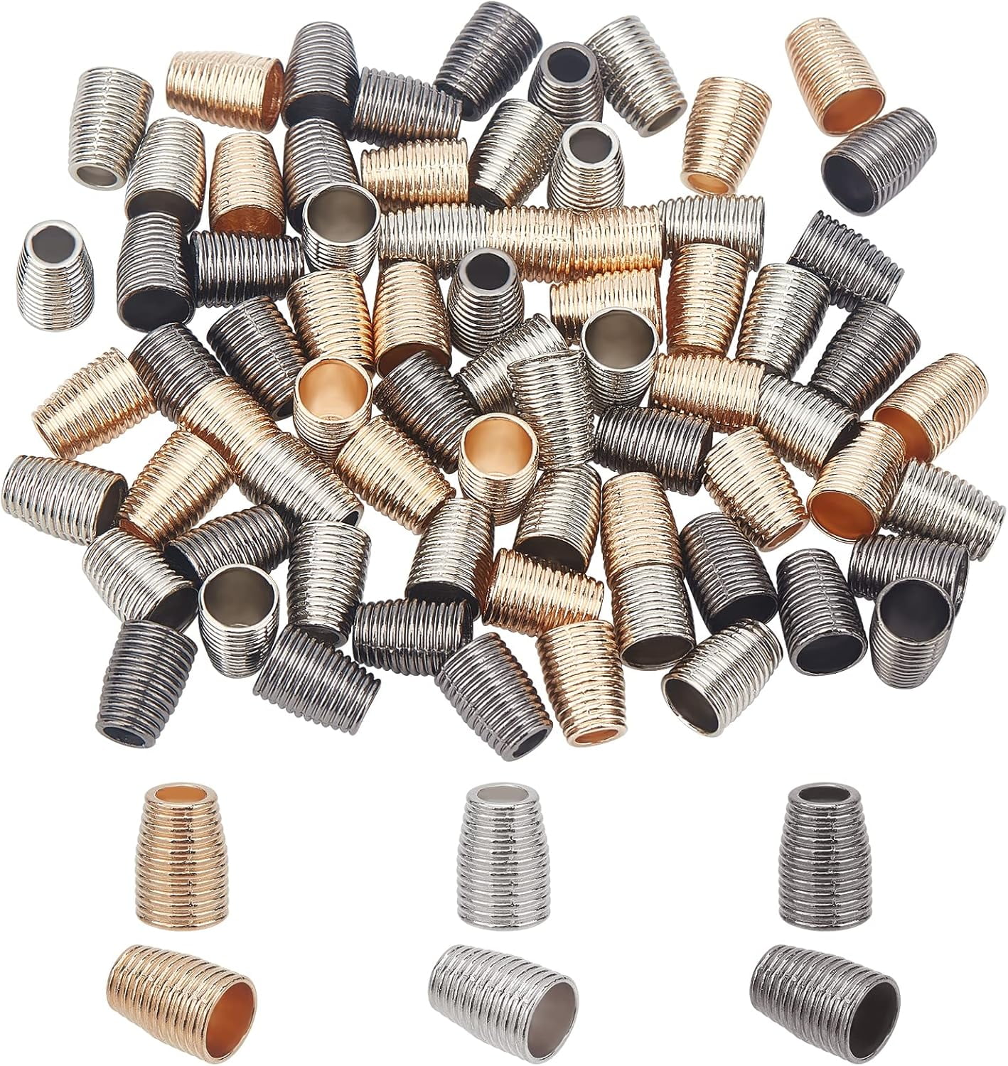 72Pcs 3 Colors Iron Cone Cord Rope Lock Bell Shape Rope Buckle Stop ...