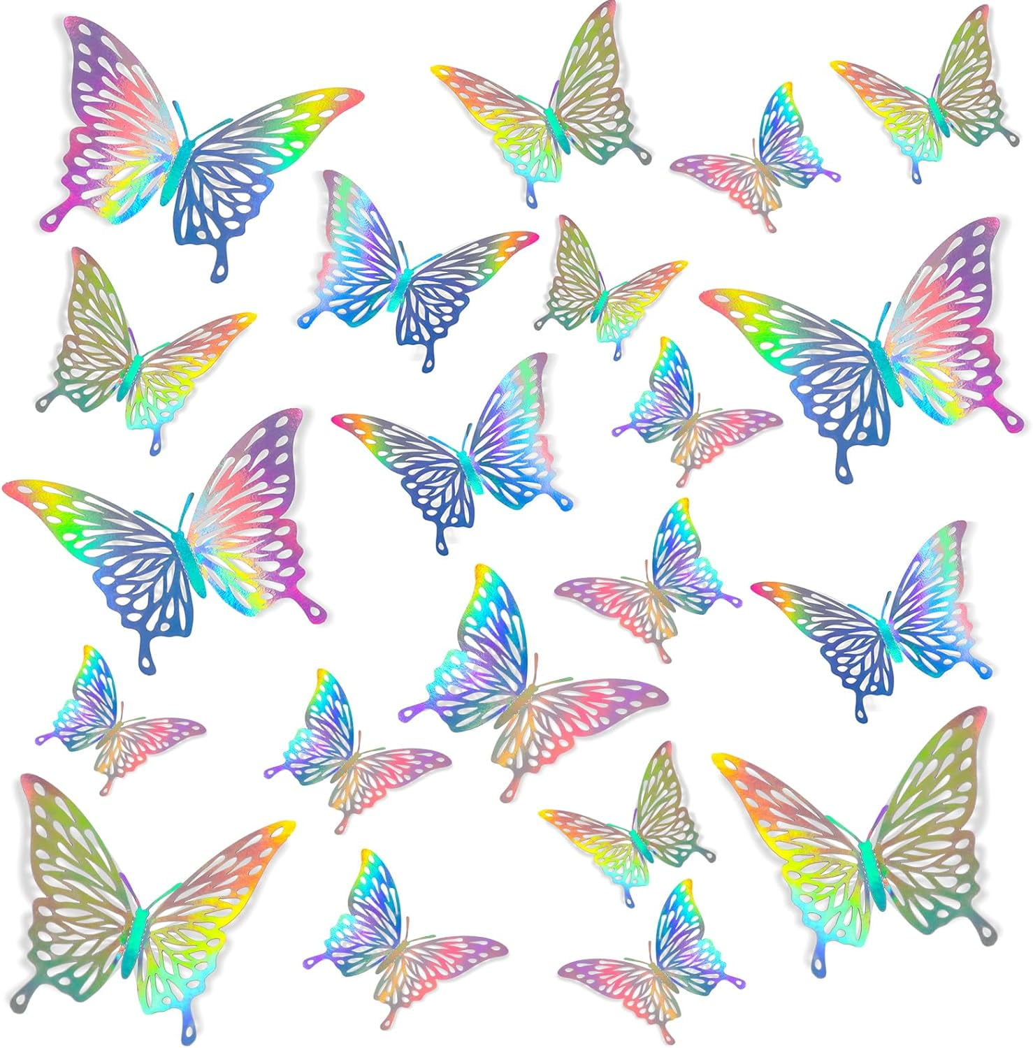 72Pcs 3D Laser Butterfly Wall Decor Glitter Removable Wall Stickers ...