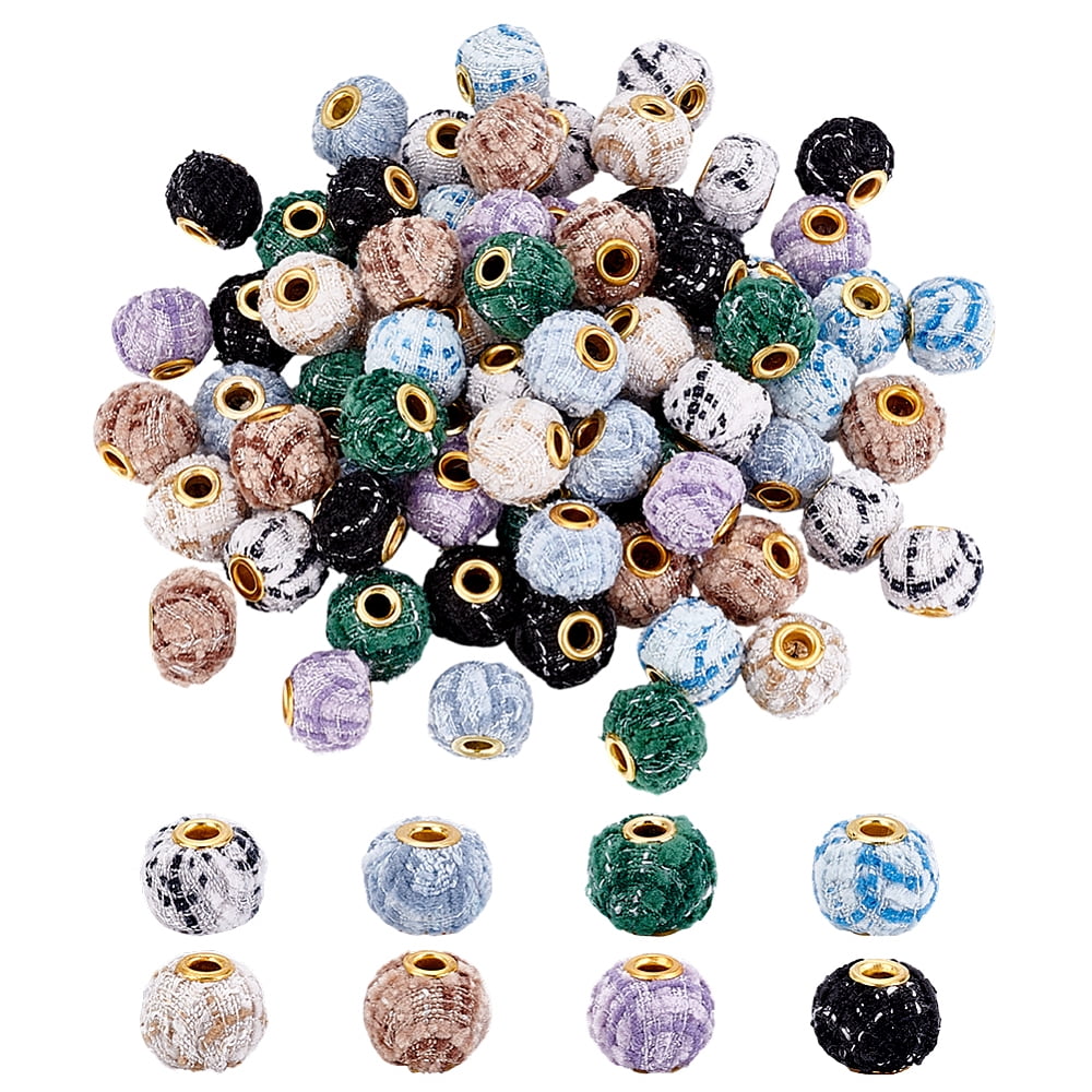 72Pcs 8 Colors Polyester European Beads with Iron Core Large Hole Beads ...