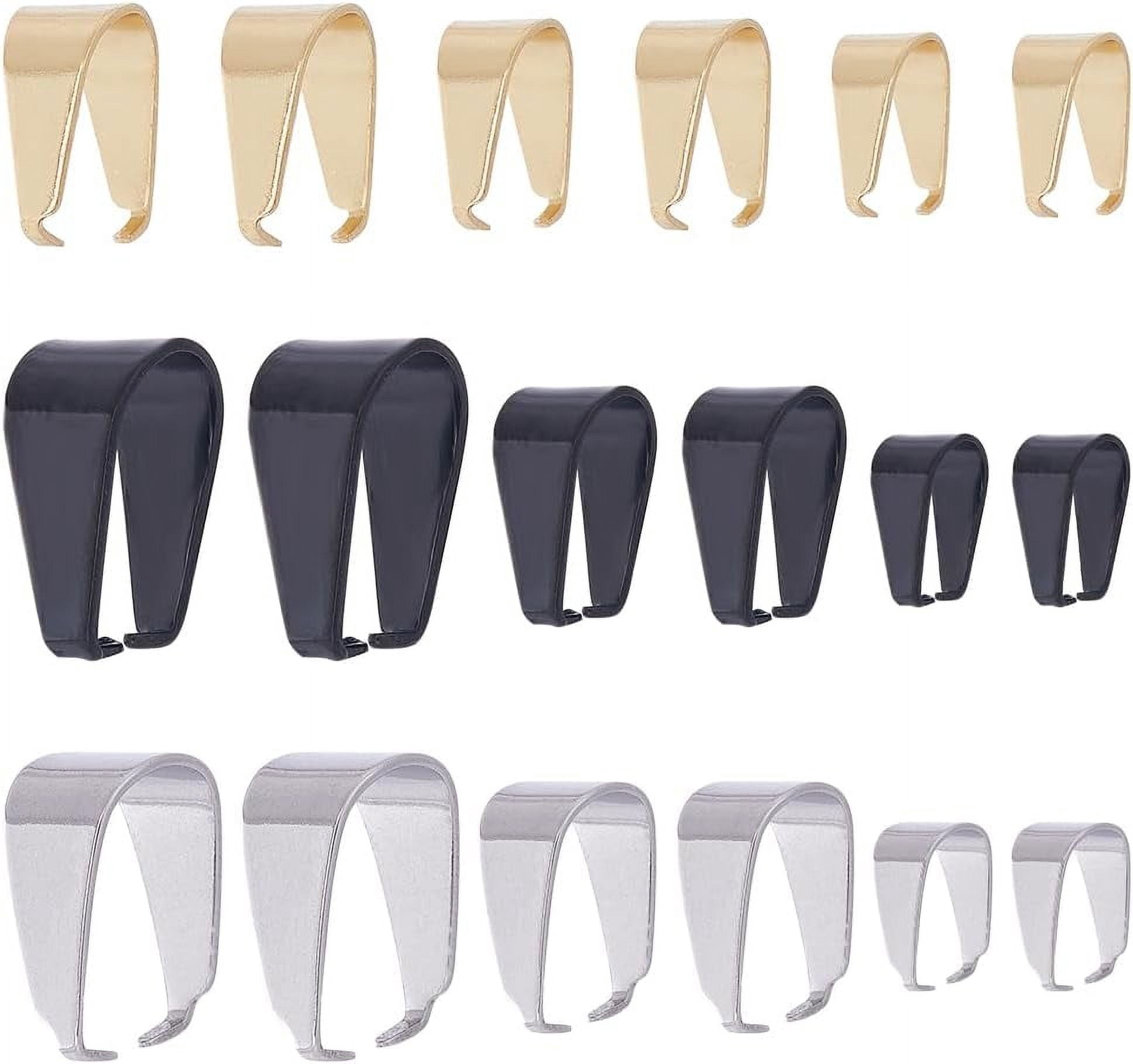 72Pcs 9 Styles 201 & 304 Stainless Steel Snap on Bails Mixed Color 6.5 ...