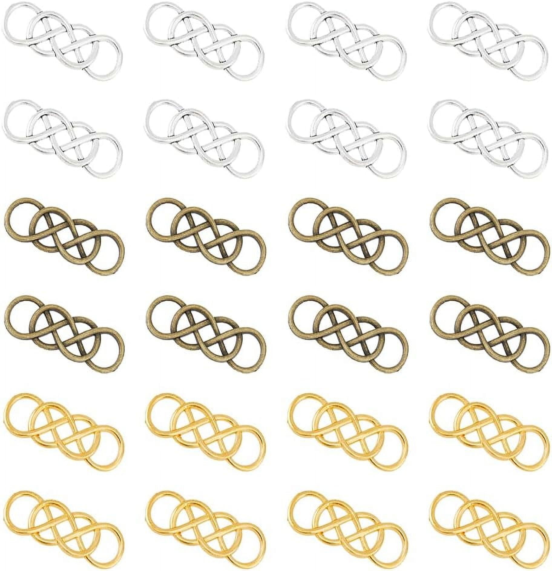 72Pcs Alloy Pendant Connectors Double Infinity Connector Charms Hollow Curved Knot Link Charms ...