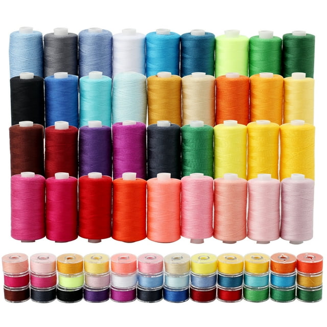 36Pcs 500 Yards Spools & Prewound Bobbins Sewing Threads Kit for Hand ...