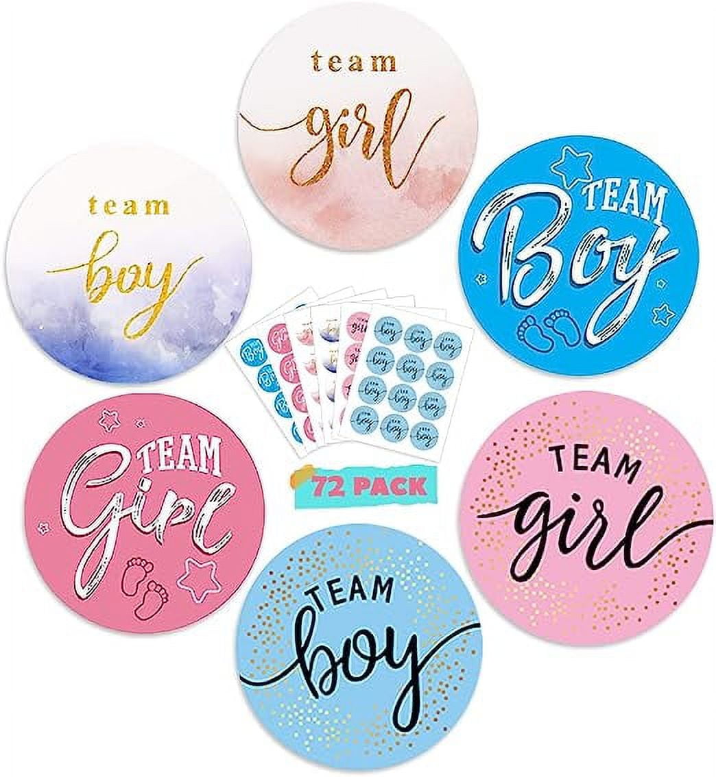 72Pcs Gender Reveal Stickers, Team Boy Or Girl Stickers For Party,Pink ...