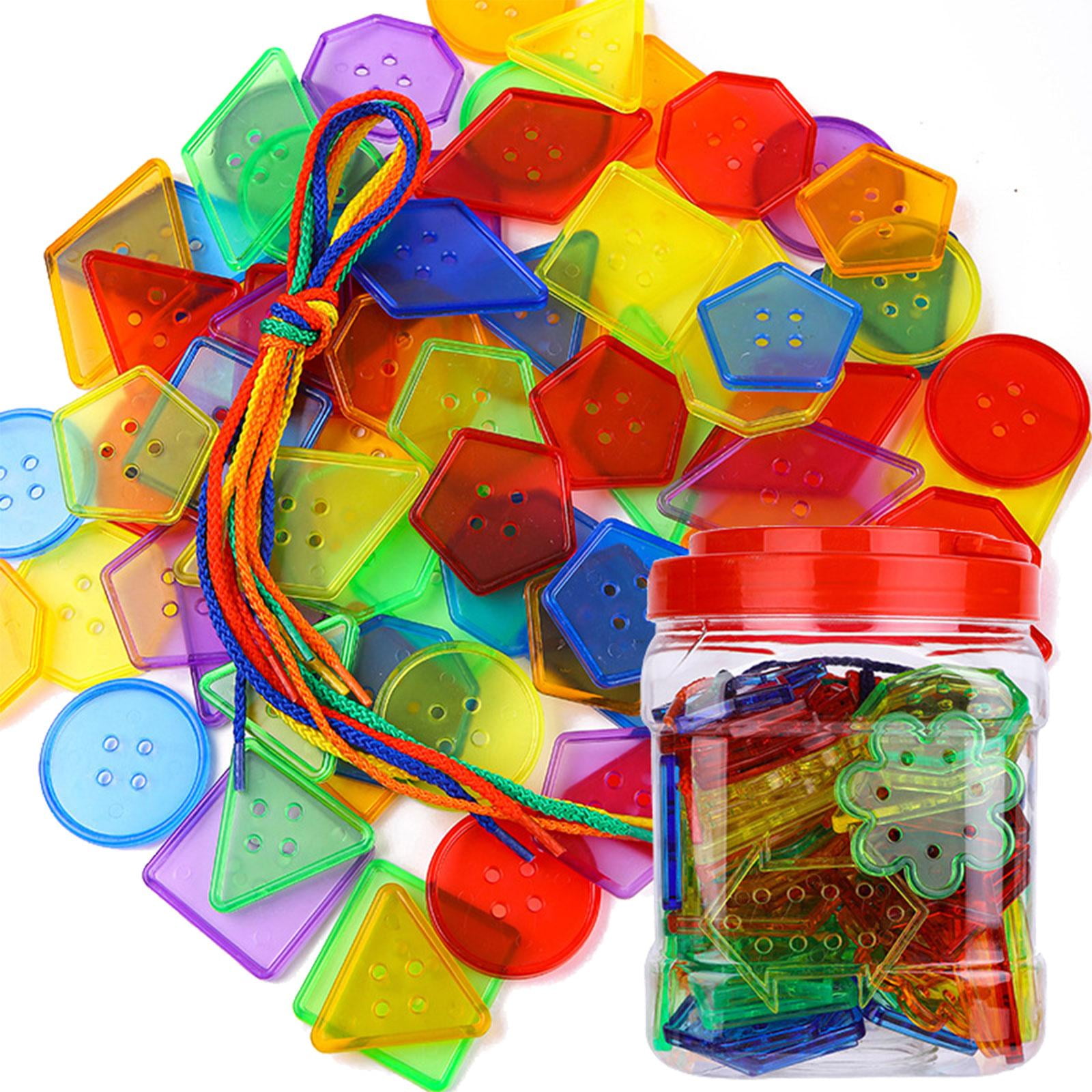 72Pcs Geometric Shape Threading Toy Fine Motor Skills Learning ...