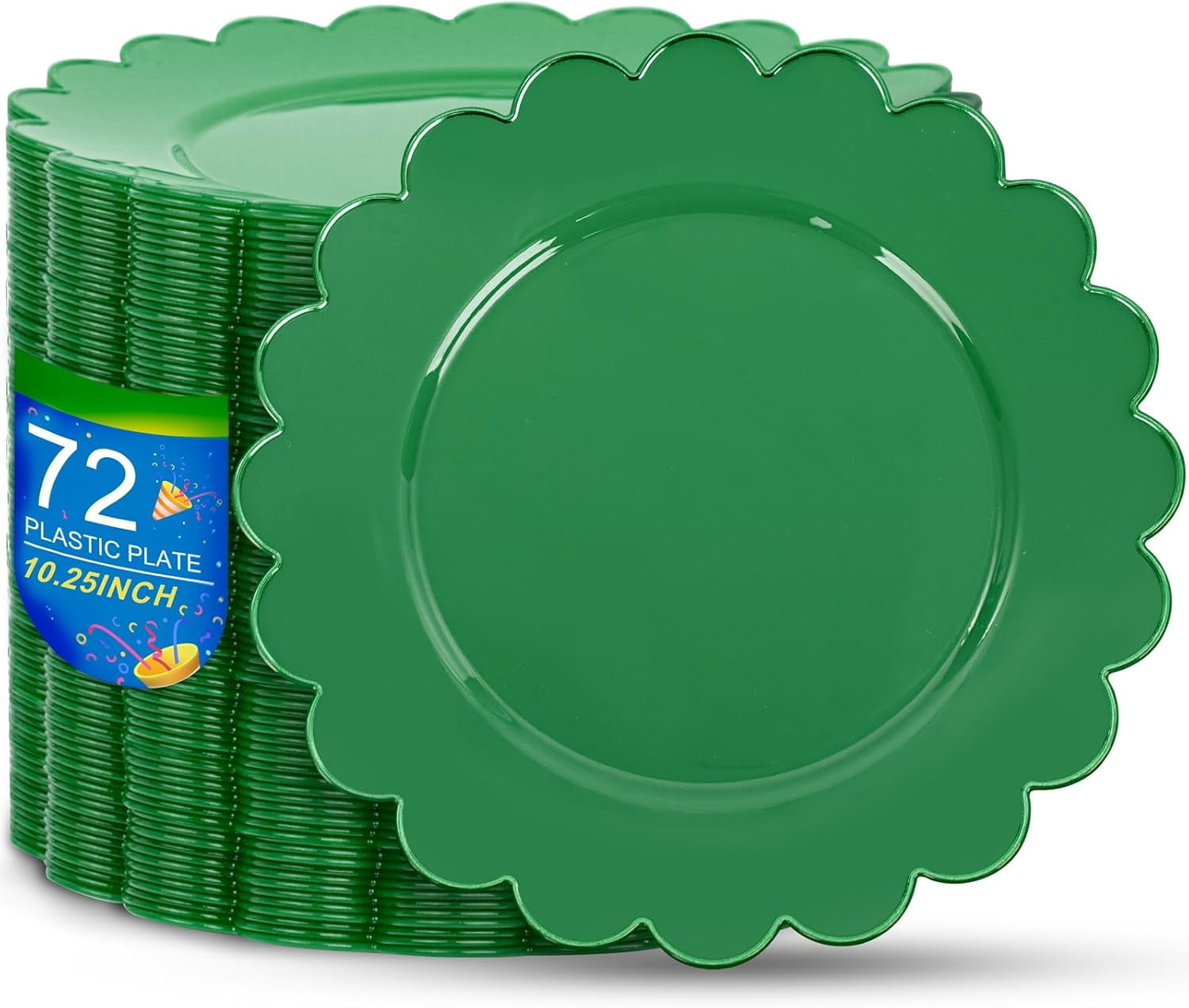 72Pcs Green Plastic Plates, 10.25-Inch Green Dinner Plates, Disposable ...