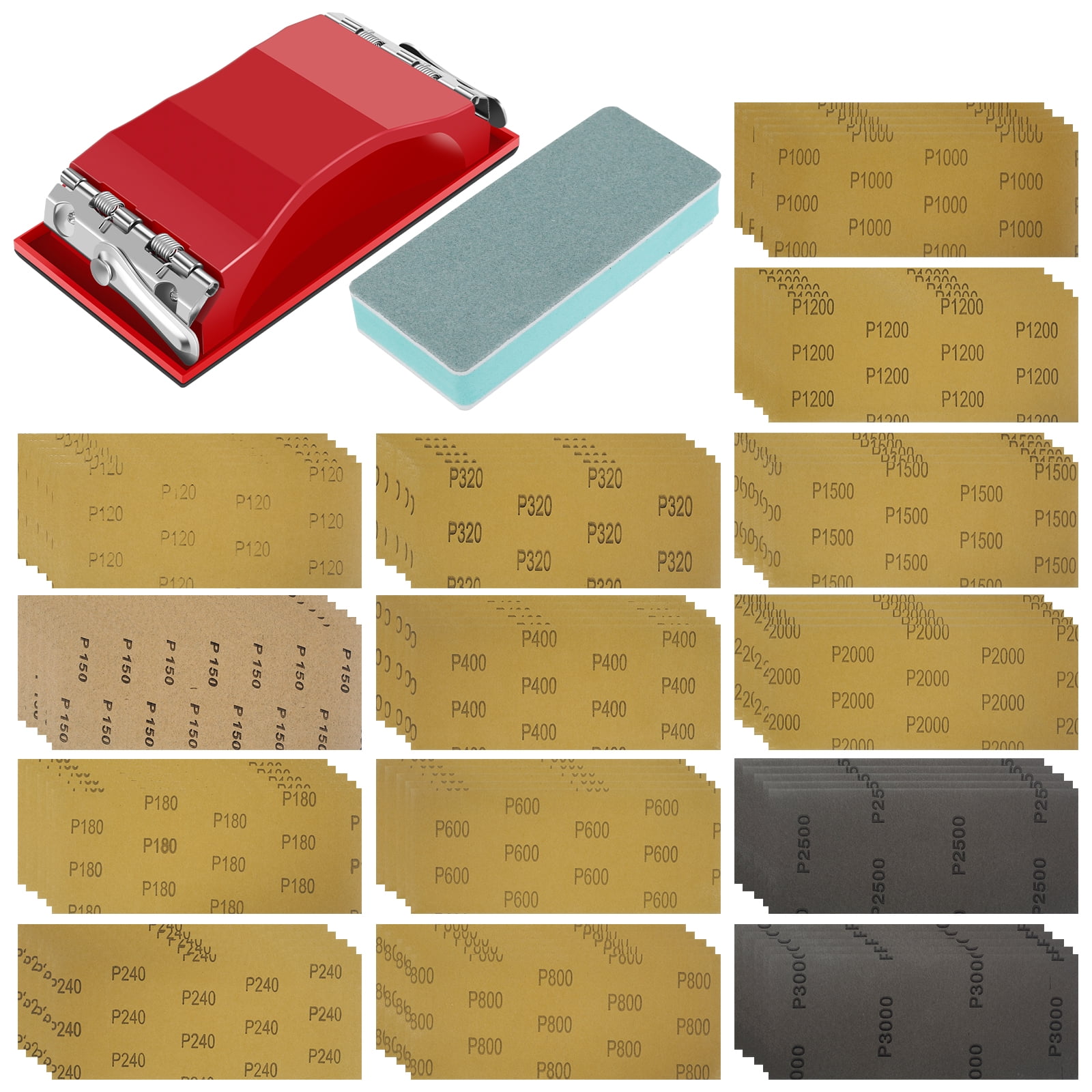 72Pcs Rectangular Sand Paper Set Reusable Sandpaper Assortment Set ...