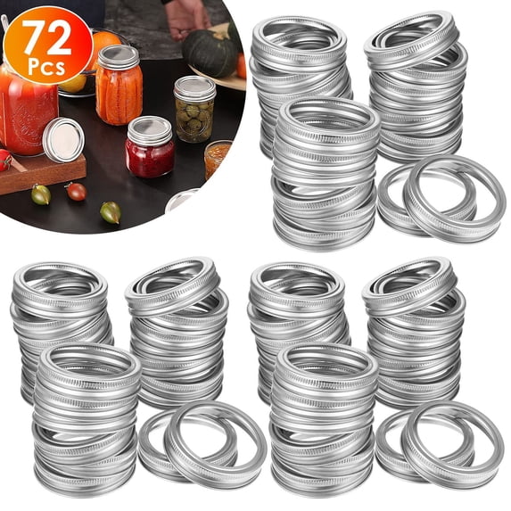 72Pcs Regular Mouth Mason Jar Rings,Canning Jar Rings,Leak-Proof Metal ...