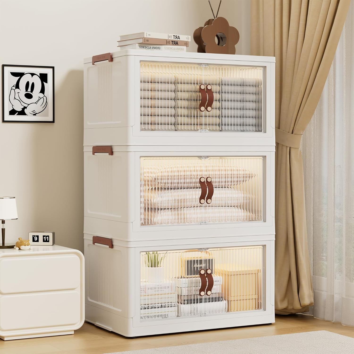 72QT Collapsible Storage Bins with Lid, Plastic Stackable Storage Bins ...