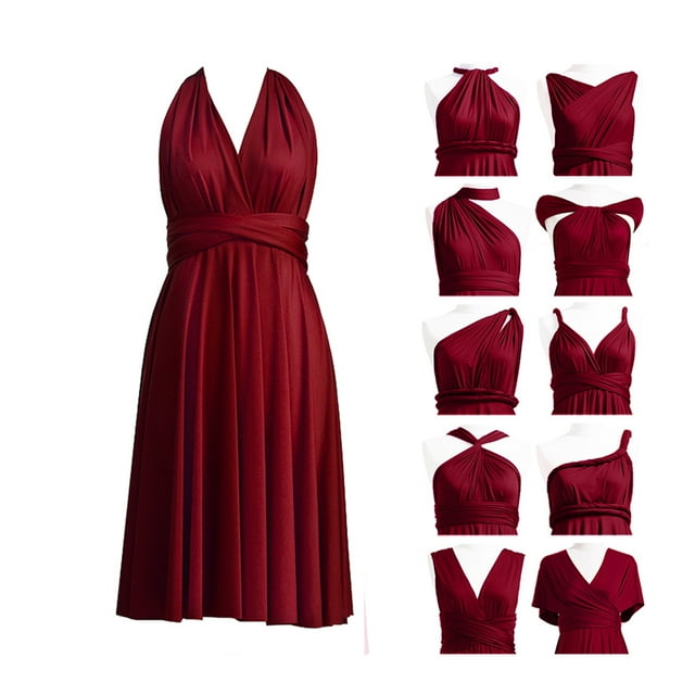 72Styles Womens Burgundy Short Infinity Dresses for Bridesmaids ...