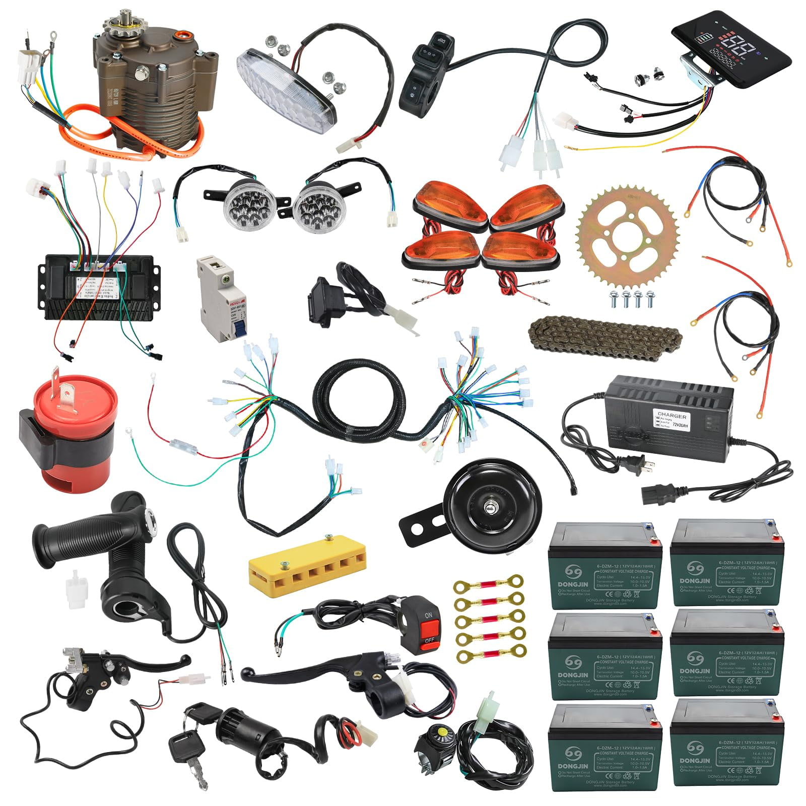 72V 1000W Complete Brushless Reduction Motor Kit 65N.M Controller ...