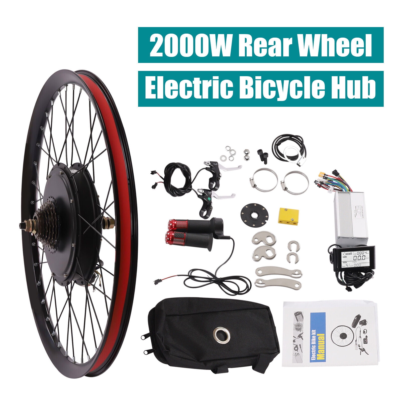 72V 2000W 26'' Rear Wheel Electric Bicycle Conversion Kit E Bike Hub ...
