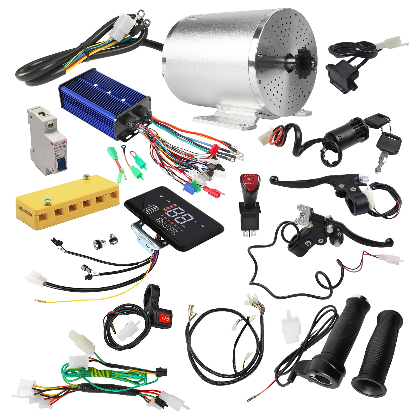 72V 3000W Brushless DC Electric Motor and Controller Kit with Twist ...