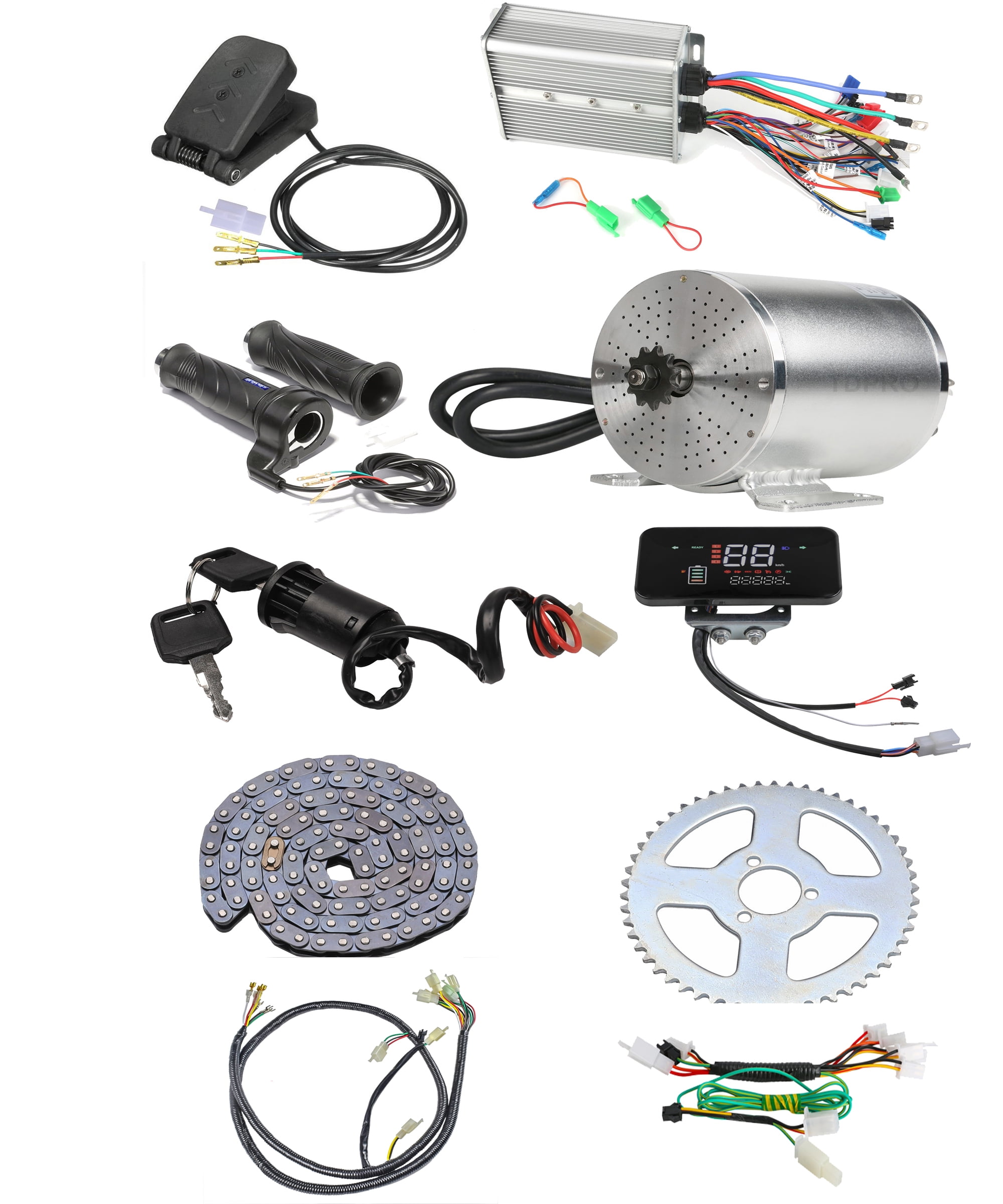 72V 3000W Brushless Electric Motor Kit 4900RPM 3000watt with 3 Speed ...
