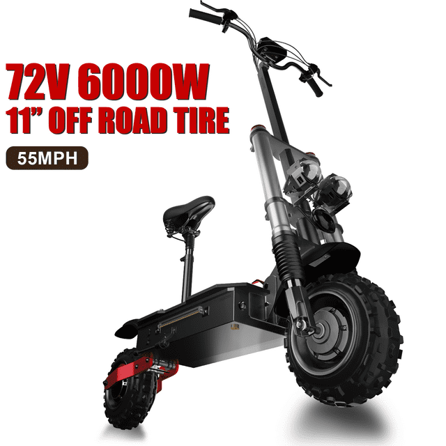 72V 6000W Off-Road Electric Scooter, 55MPH, 11 Inch Wheel, Hydraulic ...