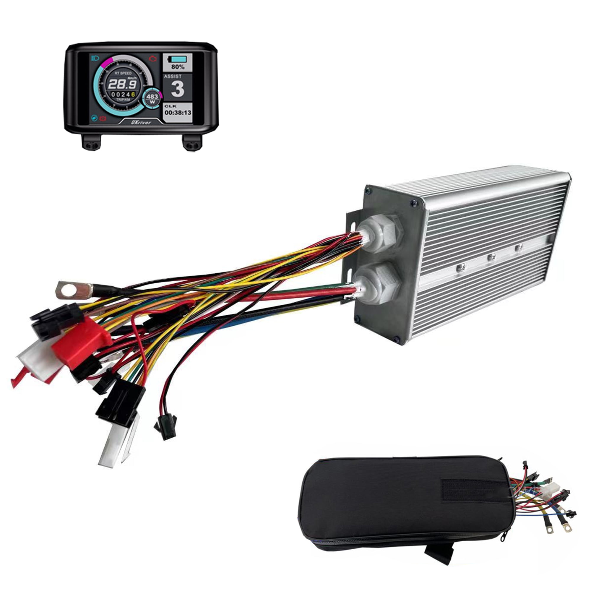 72V 80A Brushless DC Ebike Sine Wave Controller with Controller Bag and ...