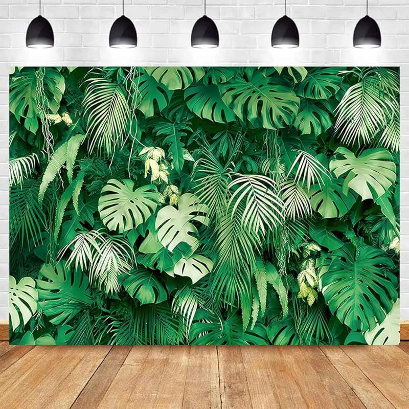 72X60in Jungle Safari Plants Photo Background Hawaiian Luau Green ...