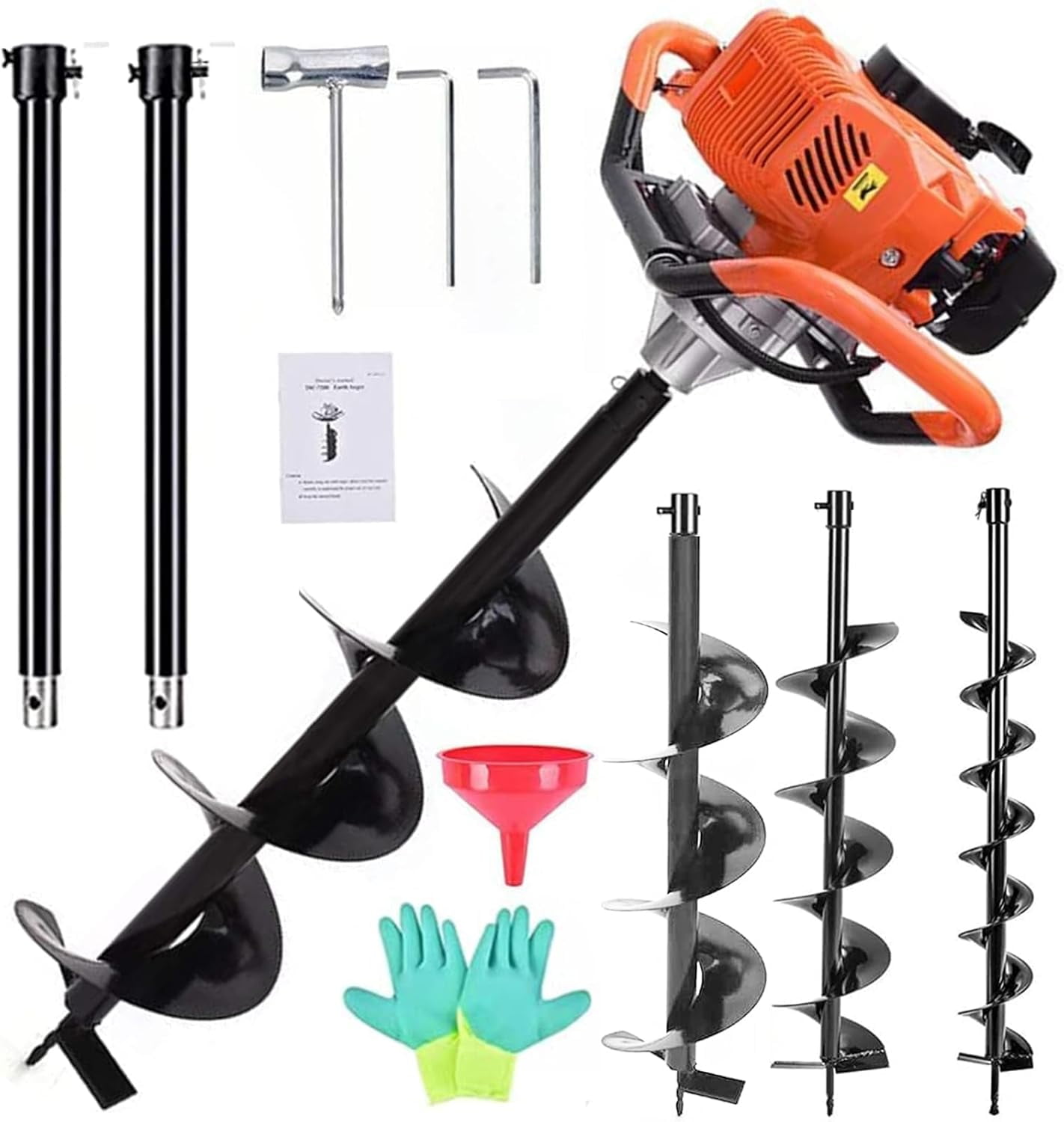 72cc Post Hole Digger, Gas Powered Digger with 2 Extension Rods(24 ...