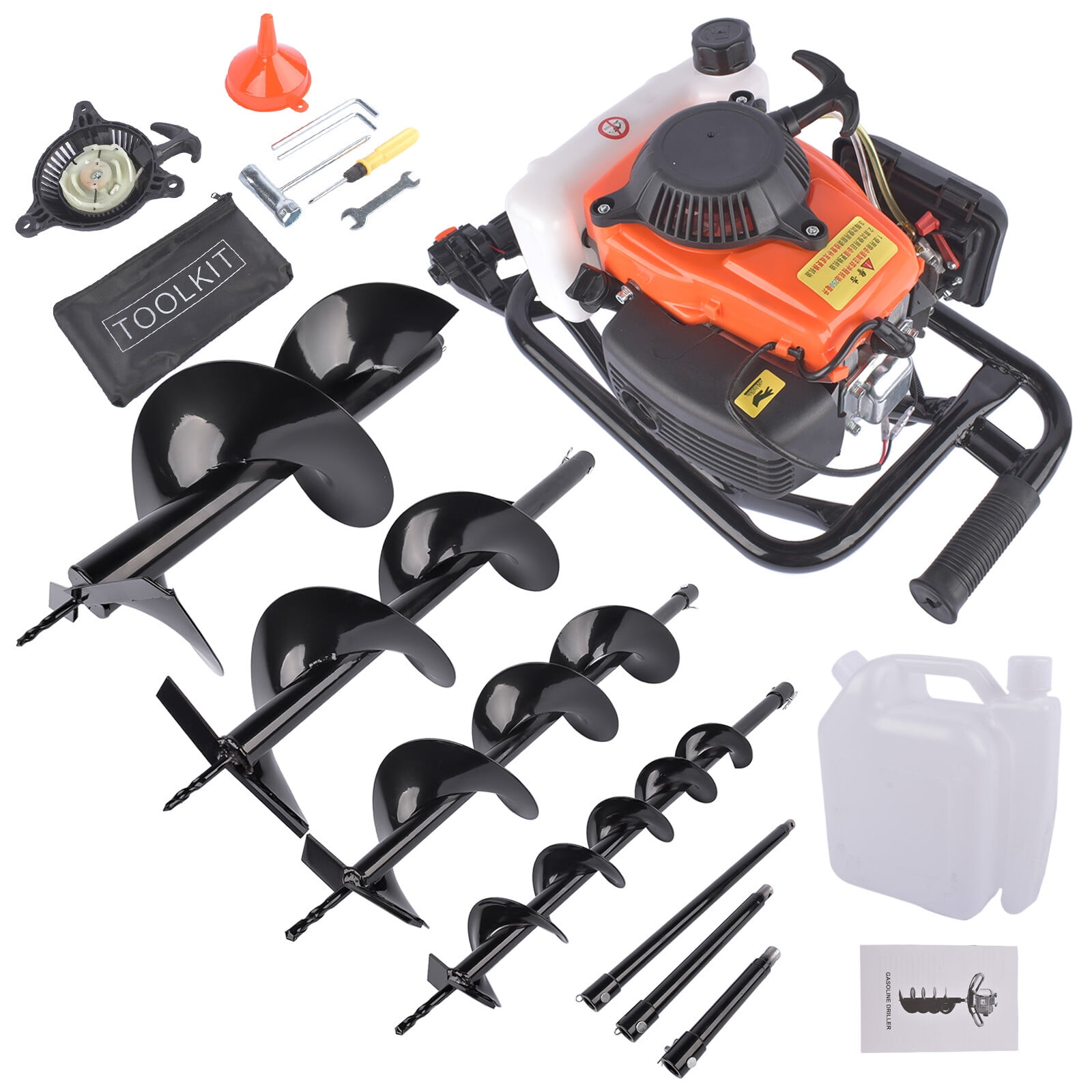 72cc Post Hole Digger Gas Powered Earth Digger with 4 Auger Drill Bits ...