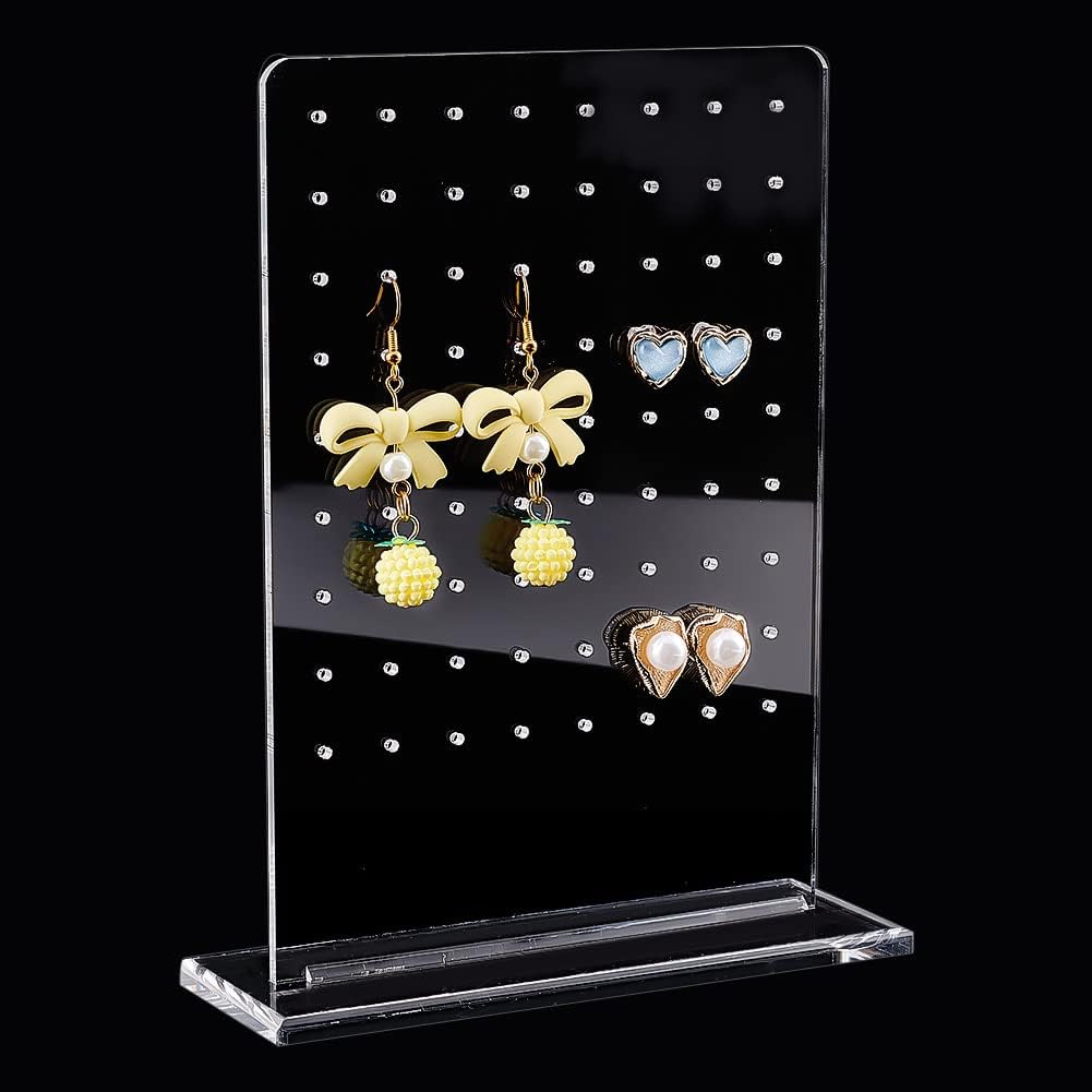 72holes Clear Acrylic Earring Holder T-Shape Earrings Jewelry Show Rack ...