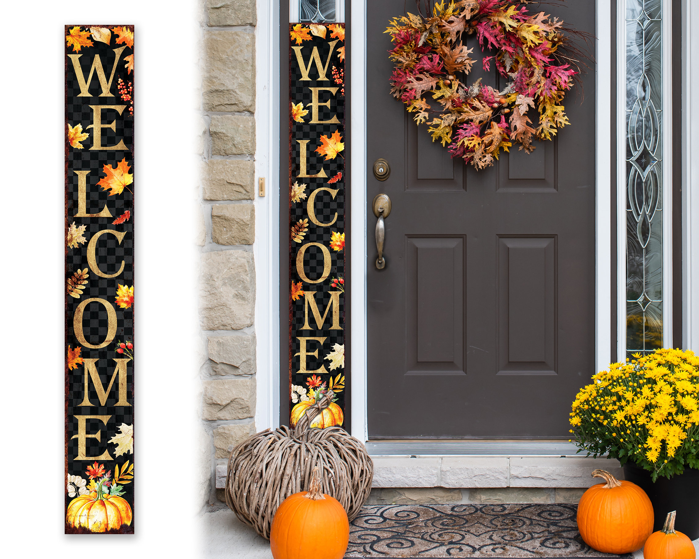 72in Fall Welcome Porch Sign - Foldable Front Porch Fall Welcome Sign ...