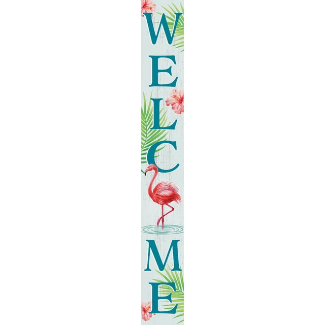 72in Flamingo Welcome Sign | Front Door Porch Sign | Coastal Welcome ...