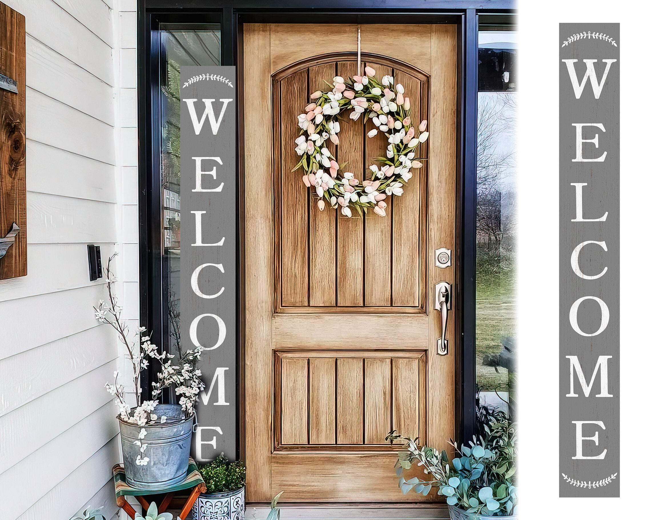 72in Gray Outdoor Welcome Sign | Rustic Sign | Front Door, Entryway ...