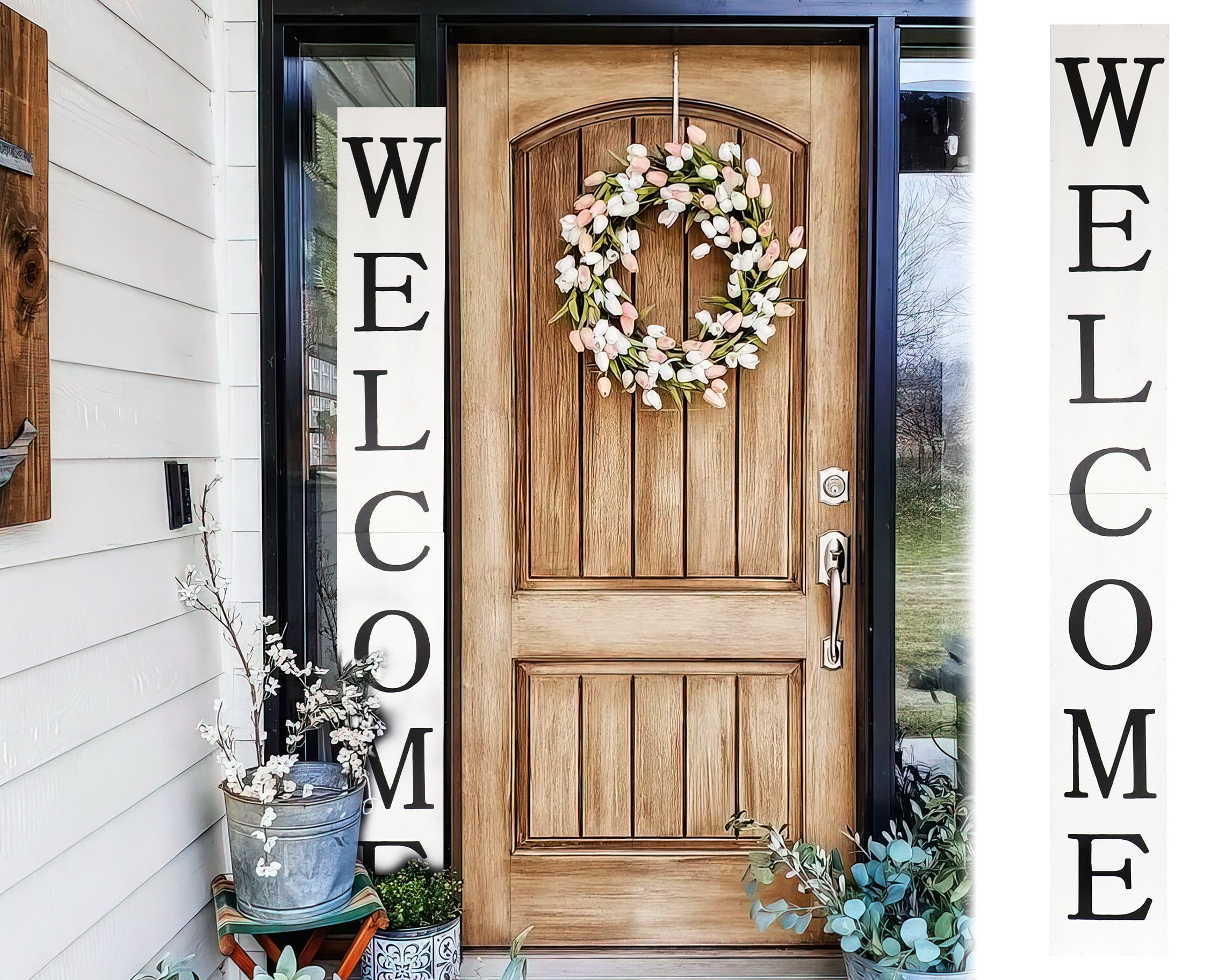 Rustic Farmhouse Welcome Porch Sign - 72in Elegant Outdoor Entryway ...