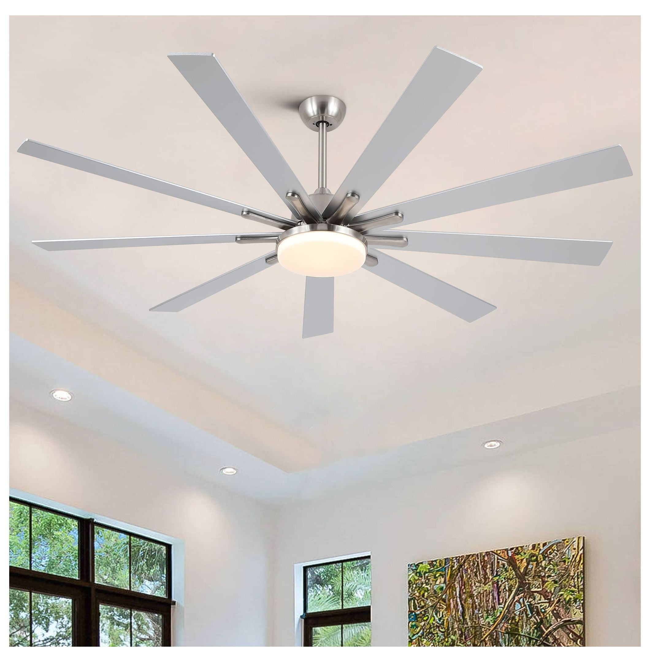 72in Smart Ceiling Fan with LED Light & Tuya App Control - Brushed ...