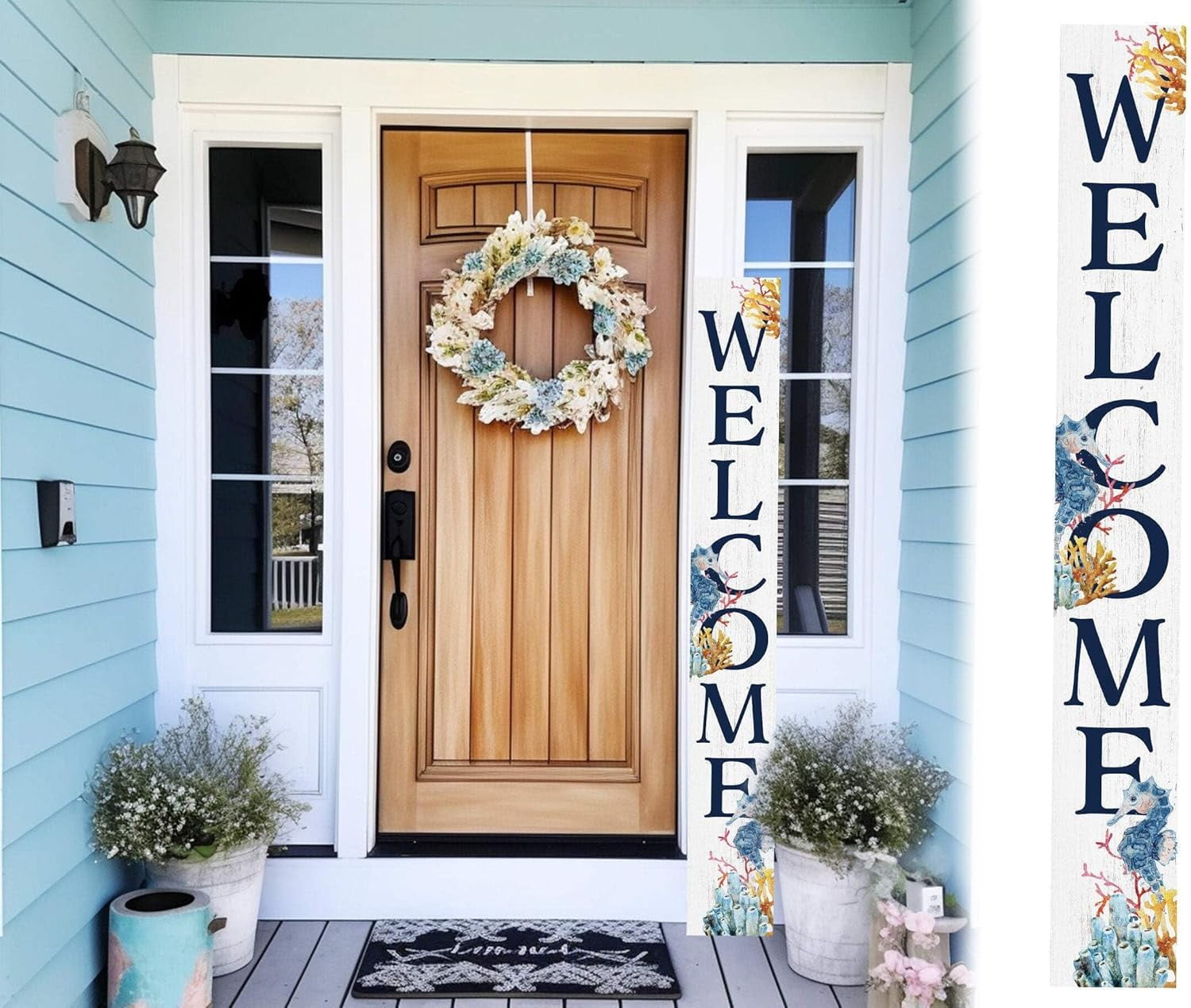 72in Summer Welcome Outdoor Sign with Seahorse Design | Front Door ...