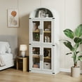 72in Tall Arched Bookshelf, Modern Farmhouse Bookcase with Glass Doors ...