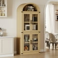 72in Tall Arched Bookshelf, Modern Farmhouse Bookcase with Glass Doors ...