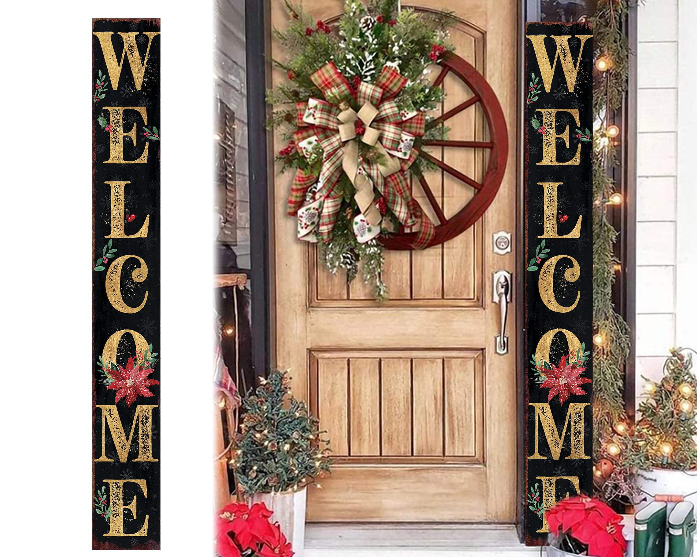 72in Welcome Christmas Porch Sign - Front Porch Christmas Decor Black ...