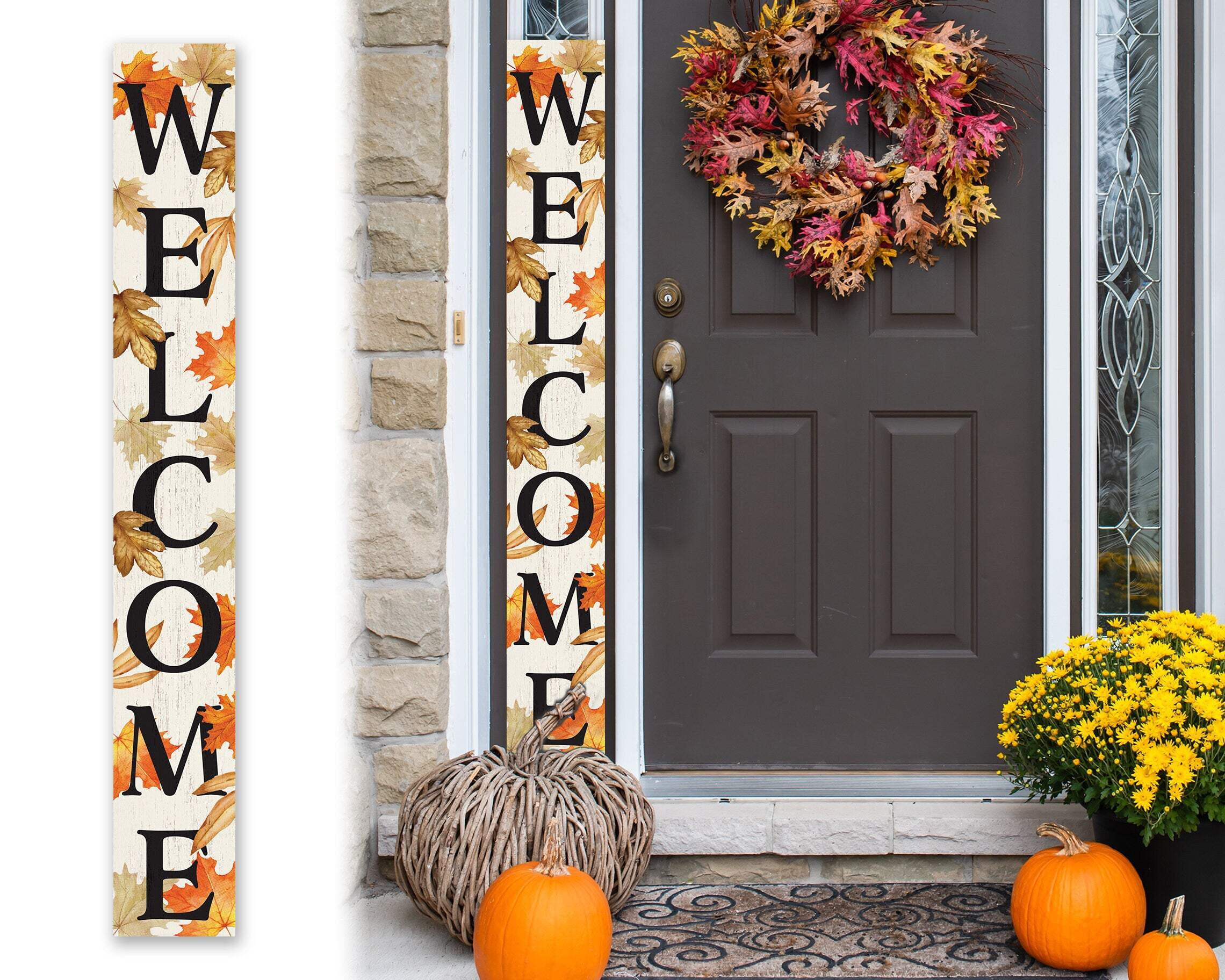 72in Welcome Fall Porch Sign - Front Porch Autumn Welcome Sign, Rustic ...