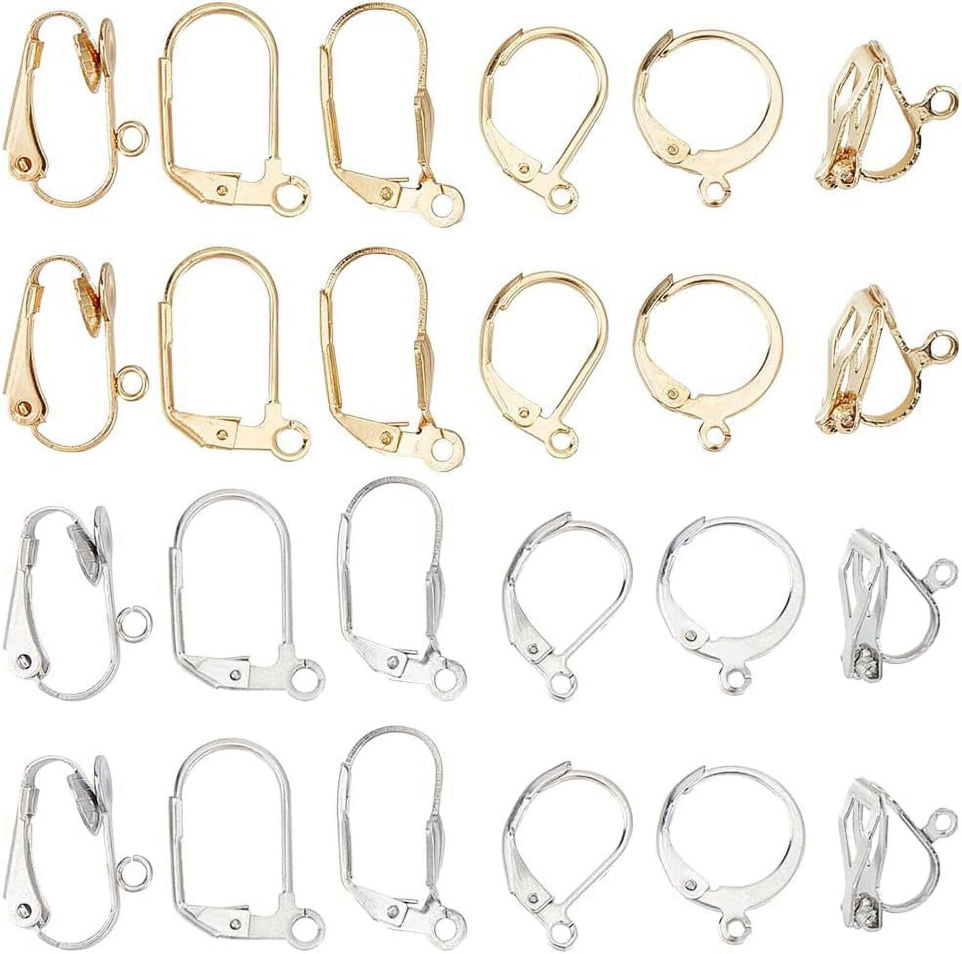 72pcs 12 styles 304 Stainless Steel Leverback Earring Findings Clip-on ...