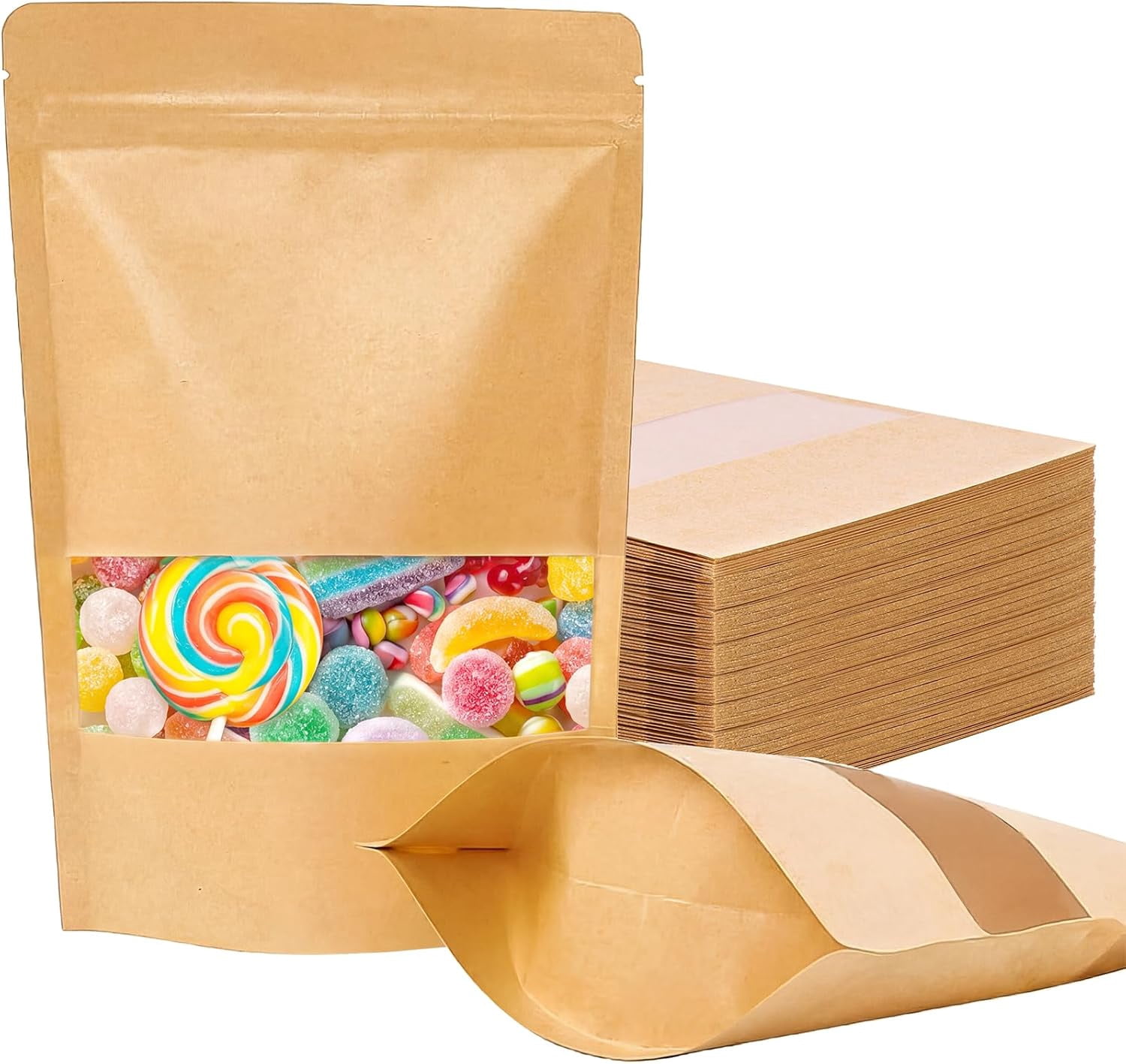 72pcs 5.9x8.6 Inches Kraft Paper Resealable Bags for Small Business ...