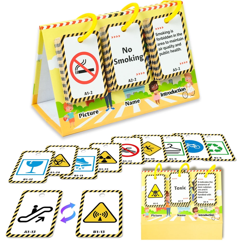 72pcs Behavior Traffic Road Signs,Road Signs Cognitive Pictures Flash ...